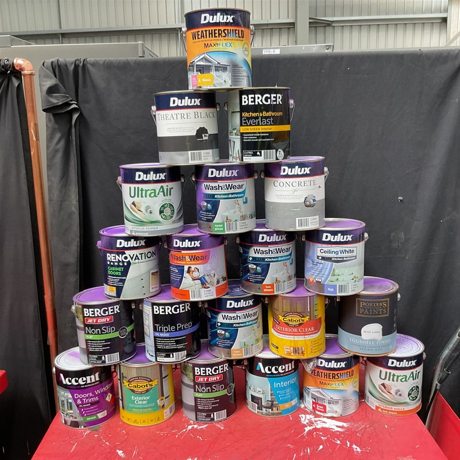 48 x Assorted 2 Litre Tins of Paint Auction (0069-3030723) | Grays ...