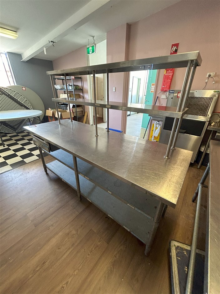 Freestanding Stainless Steel Prep Bench with Overshelves & Drawer Unit ...