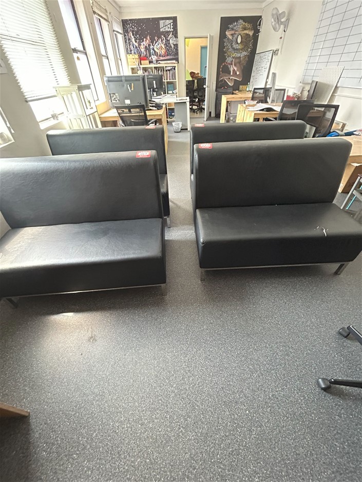 4 x Black 2 Seater Vinyl Reception Lounges Auction (0252-5058062 ...