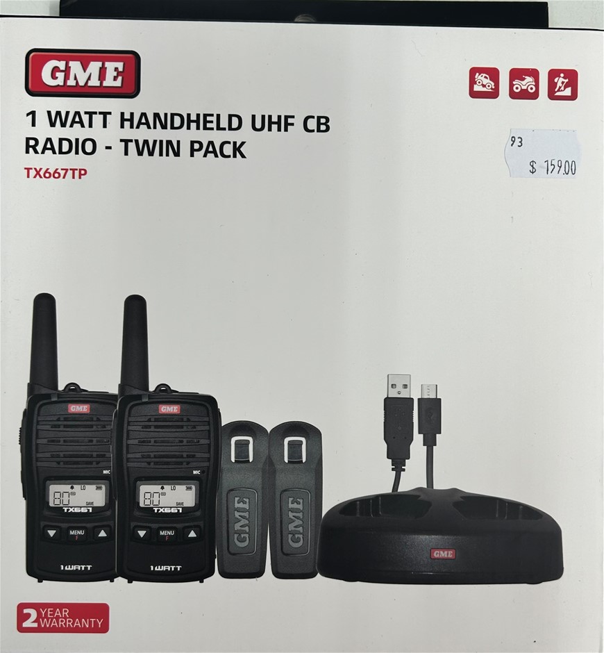 GME TX667TP - 1 Watt Handheld UHF CB Radio Twin Pack Auction (0015 ...
