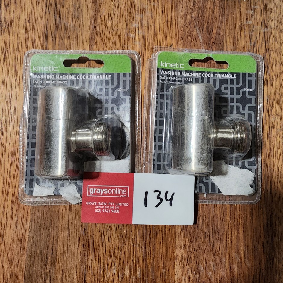 2 x KINETIC Washing Machine Cock Triangle - Satin Chrome Brass Auction ...