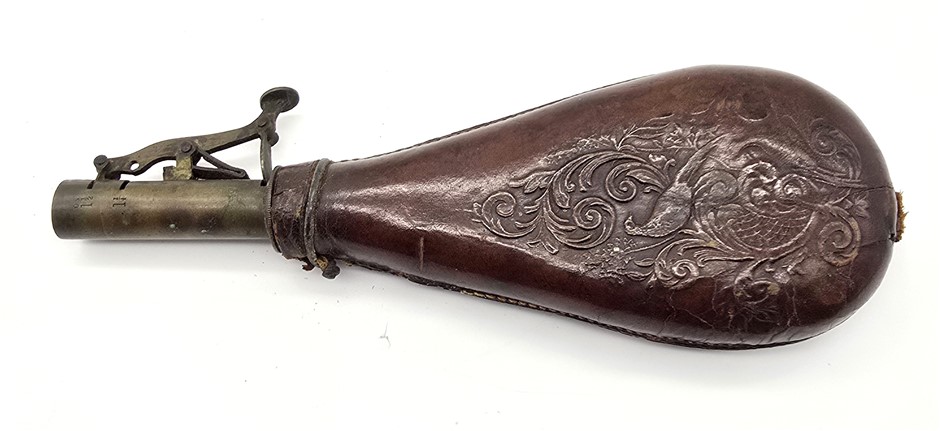 ANTIQUE PISTOL SHOT FLASK WITH LEAD BALLS Auction (0002-2562143 ...