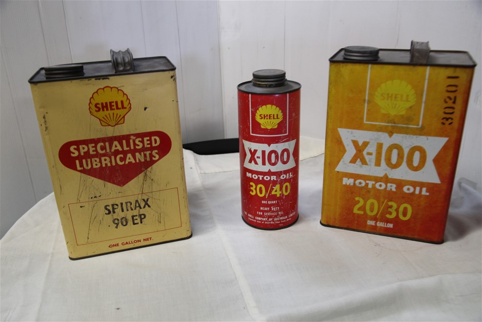 Shell 3x Assorted Vintage Oil Tins Auction (0003-5058207) | Grays Australia