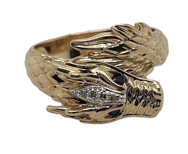 9ct Yellow Gold Ruby & Diamond Dragon Ring Auction (0063-2562341 ...