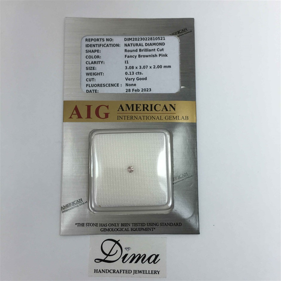 0.13ct One Stone Natural Pink Diamond Round Auction (0001-2563703) | Grays Australia
