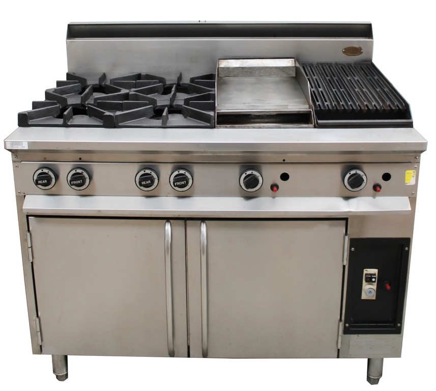 SUPERTRON GAS COMBINATION 4 BURNER /HOTPLATE AND CHARGRILL WITH OVEN ...