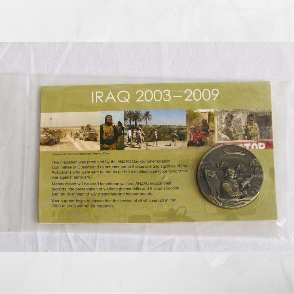 ANZAC DAY Commemoration Iraq War 2003 - 2009 Serviceman Medallion Coin ...