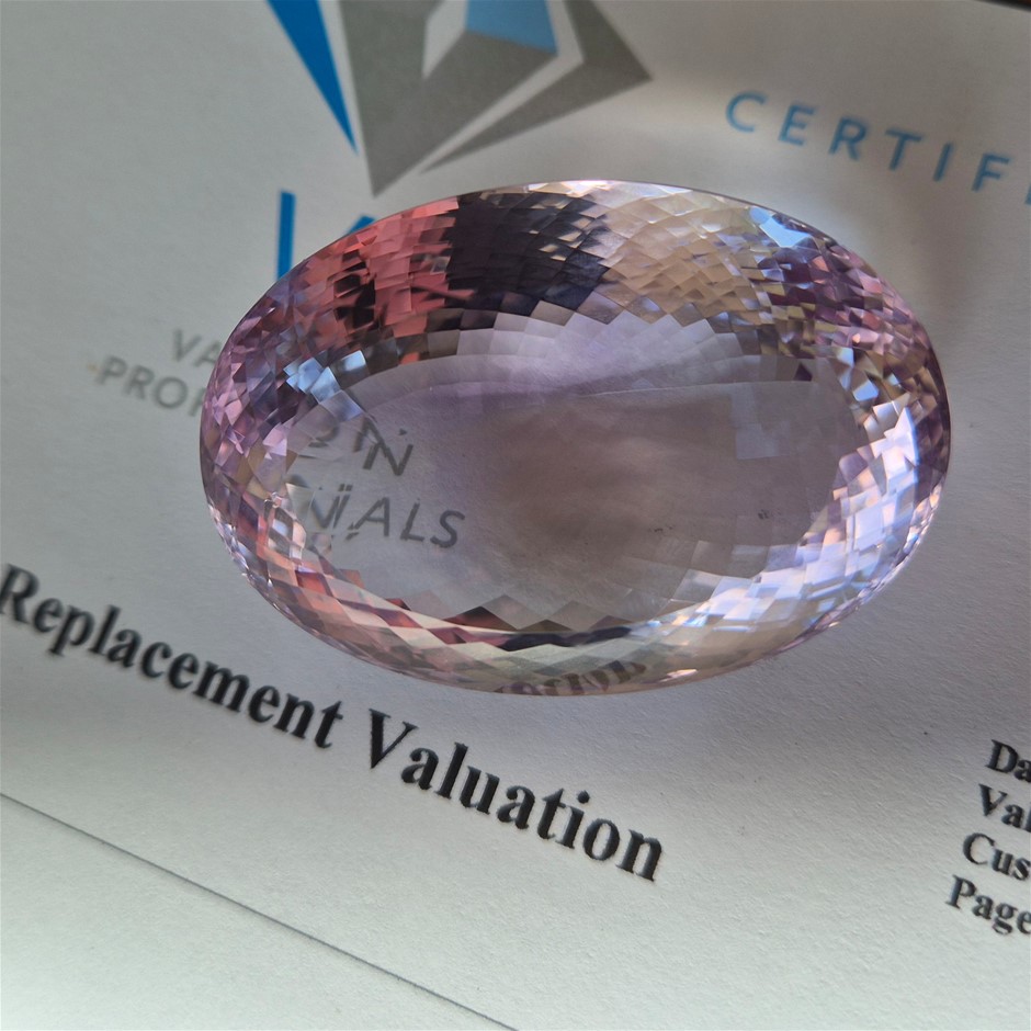 230.56ct Pink Amethyst Gemstone. Oval Cut Auction (0001-2562501 ...