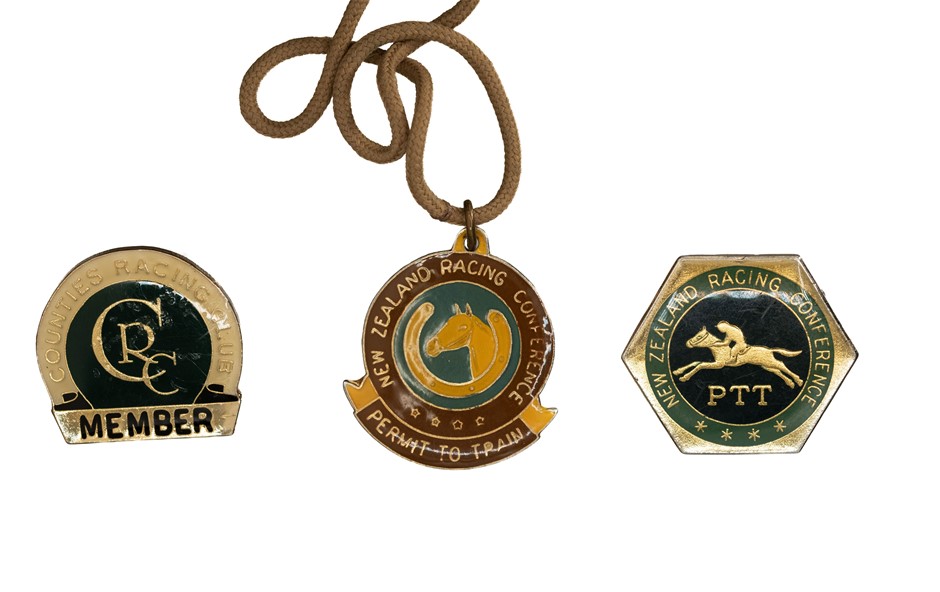 3 x NZ asstd horse racing badges incl.Counties Racing Club member 240 ...