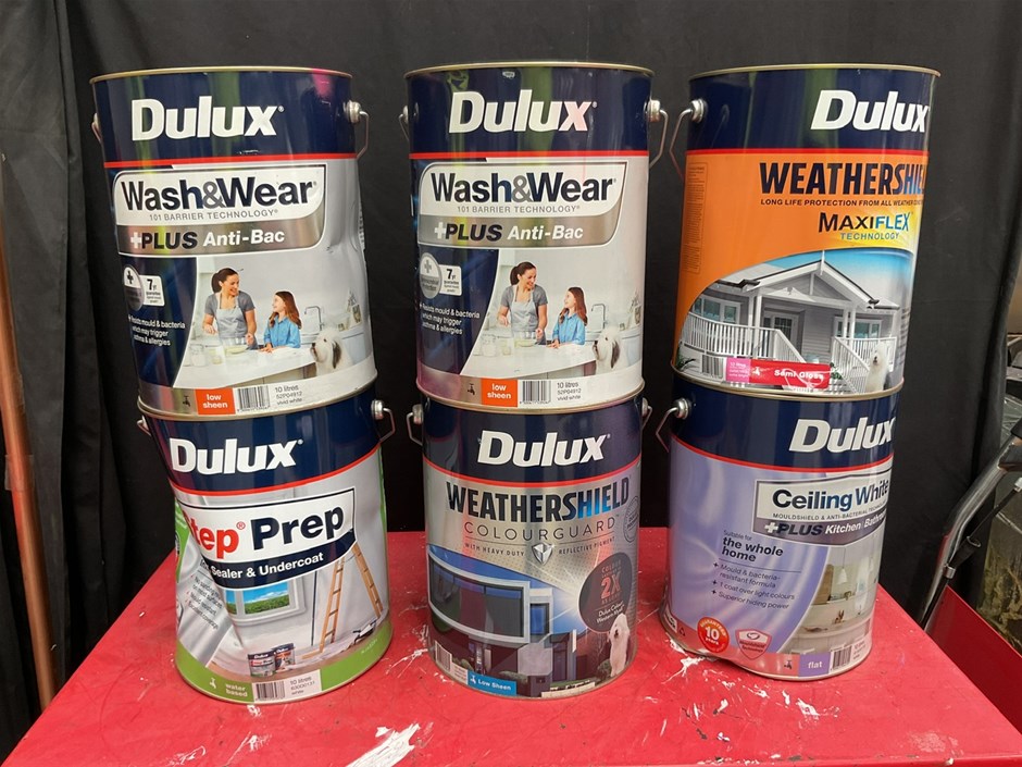 6 x Assorted 10 Litre Tins of Dulux Paint Auction (0032-3031283 ...