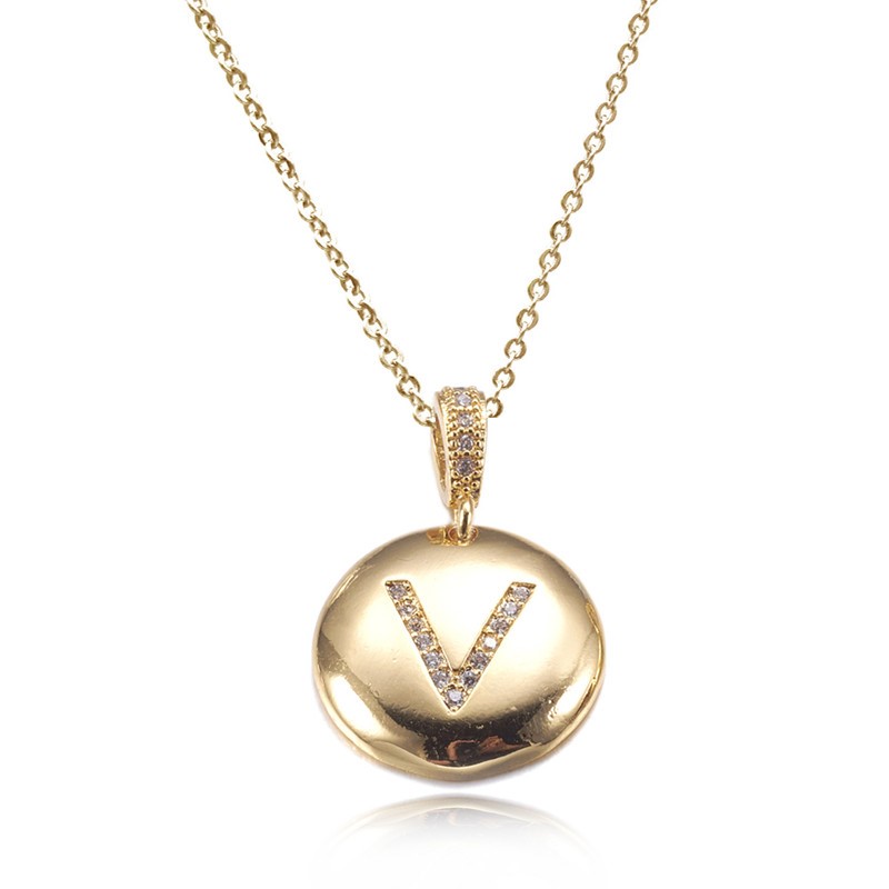 Personalized Letter 'V' Gold Plated with CZ Fine Jewellery Beads ...