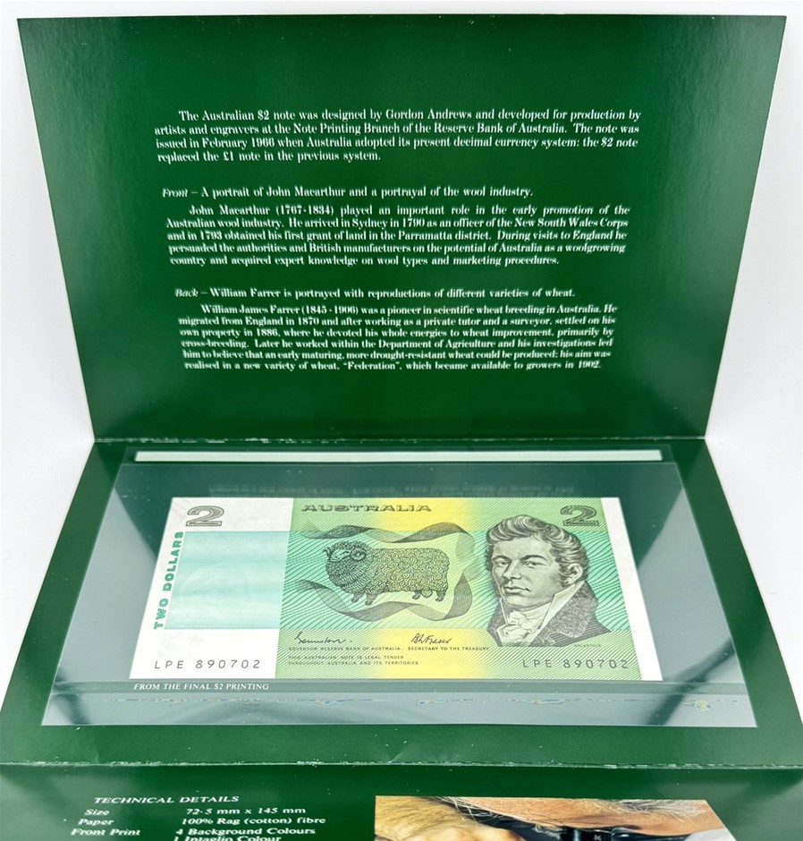 1988 RESERVE BANK OF AUSTRALIA $2 COLLECTOR FOLDER Auction (0009 ...