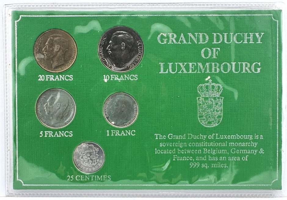 GRAND DUCHY OF LUXEMBOURG UNCIRCULATED COIN SET IN DISPLAY SLEEVE ...