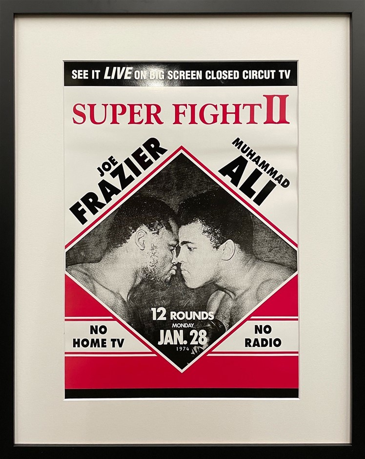 ALI VS FRAZIER SUPERFIGHT II REPRODUCTION FIGHT POSTER FRAMED. Auction ...