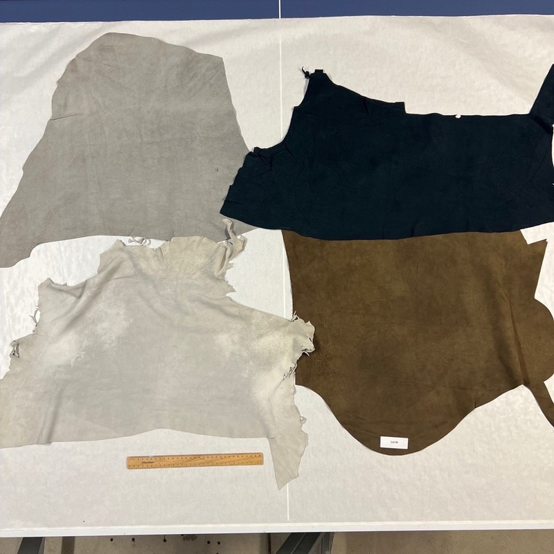 Approx. 10sqft Assorted Colours of Genuine Pre-Cut Suede Leather Hides ...