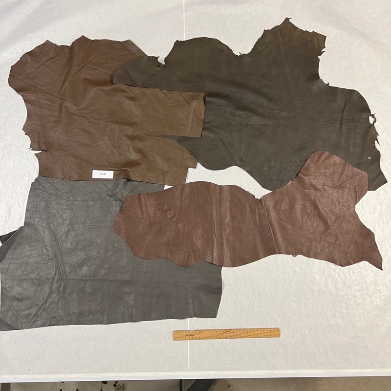 Approx. 7sqft Assorted Colours of Genuine Pre-Cut Leather Hides - 4Pcs ...