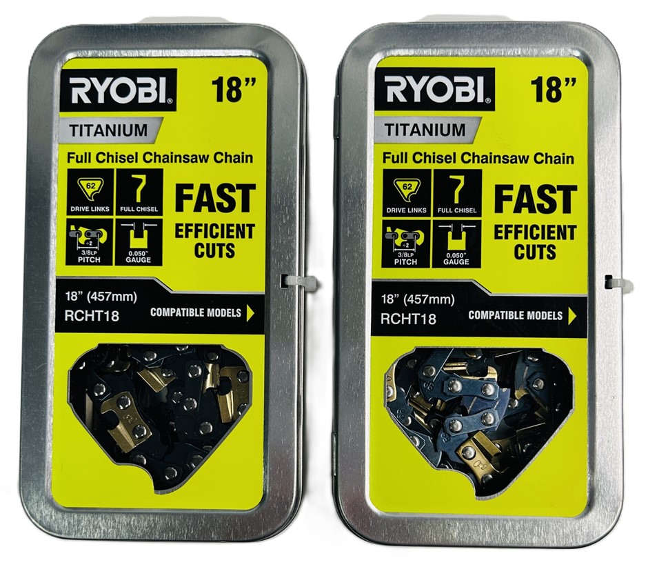 2x RYOBI TITANIUM 18" Full Chisel Chainsaw Chain RCHT18 Auction (0311 ...