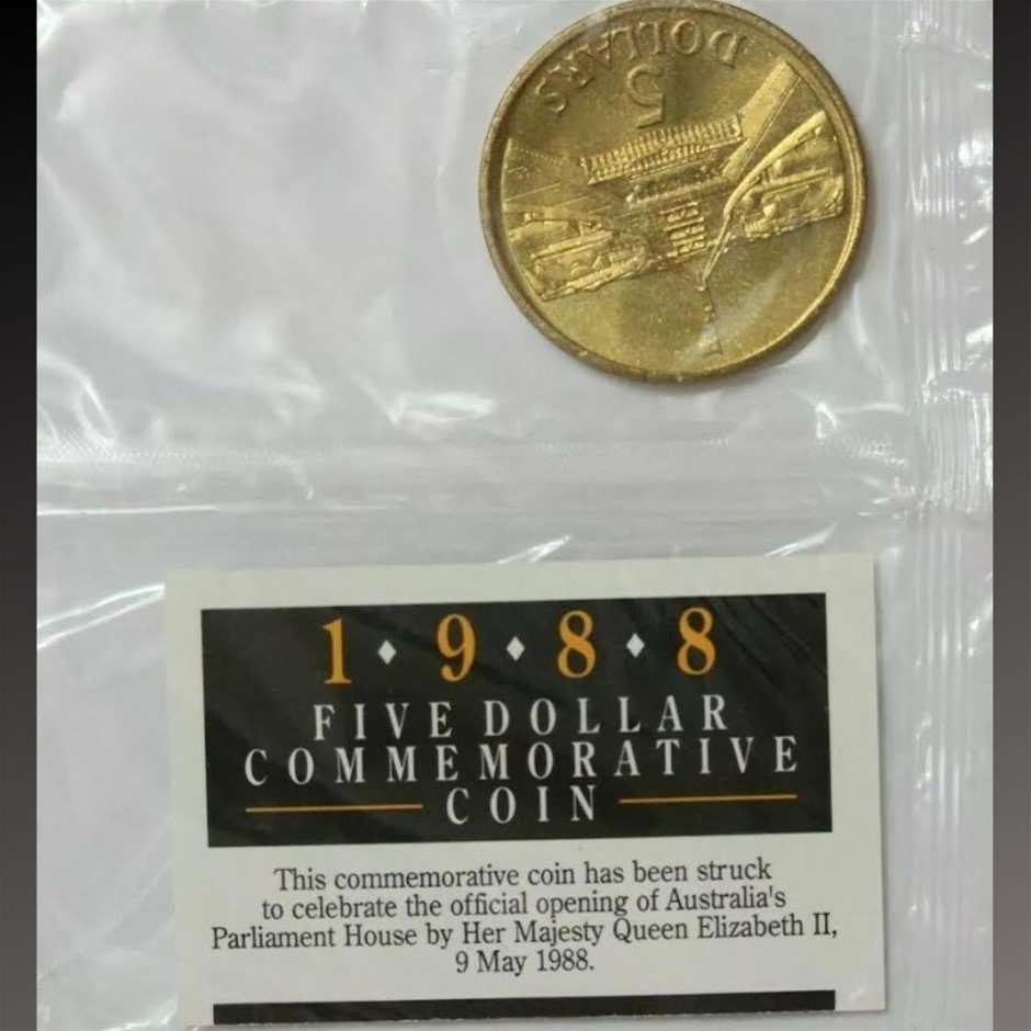 1988 Australia Commemorative $5 Five Dollar Commonwealth Bank Coin ...