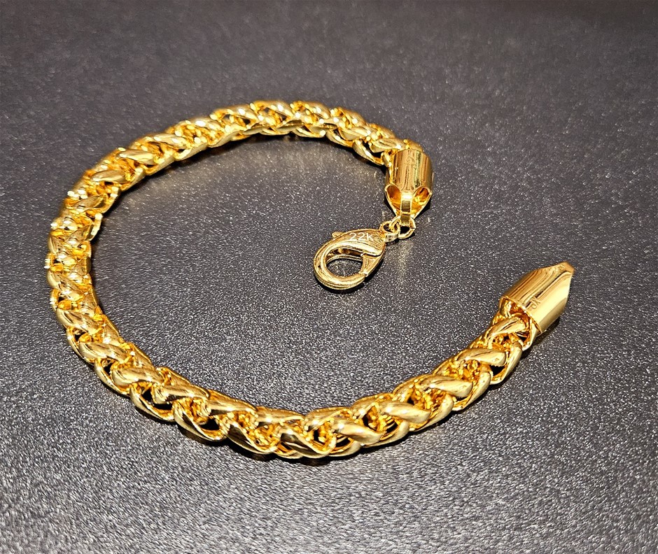 4-Layer 22k Yellow Gold-Plated Bracelet stamped (22K)-22cm-Quality ...