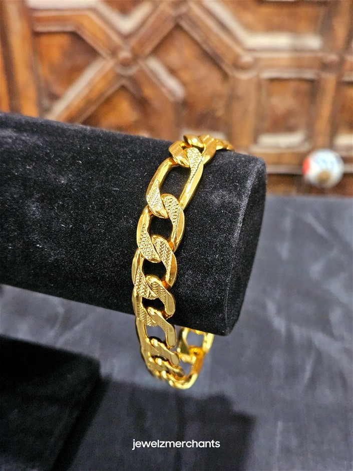 4-Layer 22k Yellow Gold-Plated Bracelet stamped(22K)-20cm-Quality ...