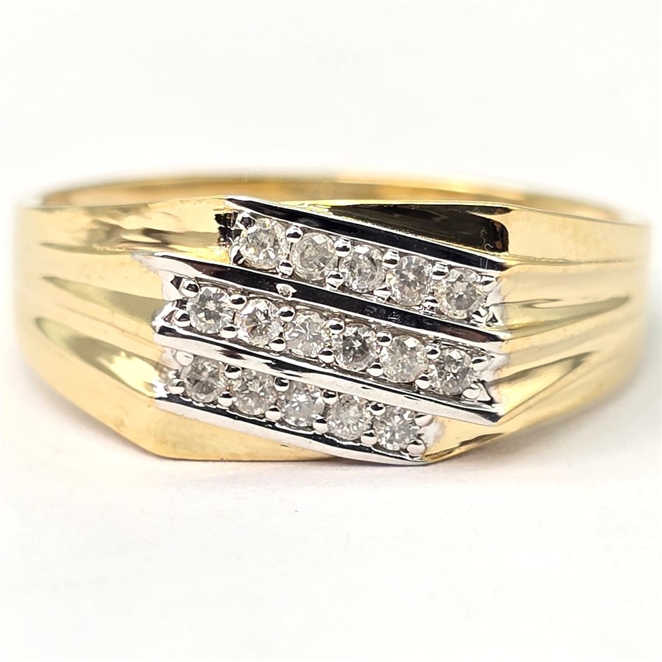 MEN'S YELLOW GOLD & 0.19CT DIAMOND RING Auction (0002-2567620) | Grays ...