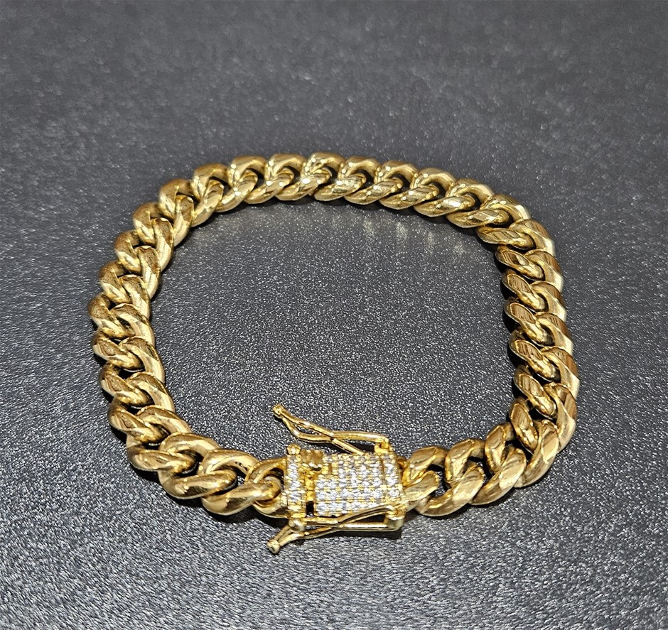 18k Yellow Gold Filled Cuban Bracelet stamped(18K)-20cm-Quality Guarantee Auction (0021-2564251 ...