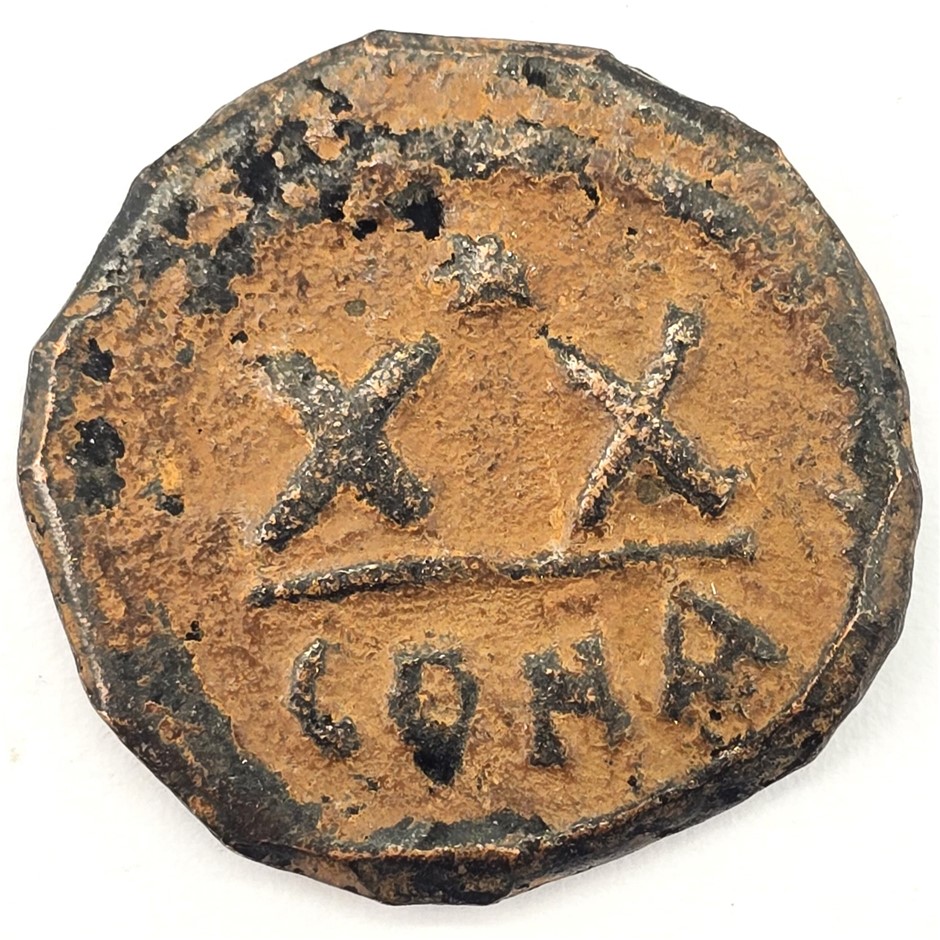 578-582 AD CONSTANTINOPLE EMPEROR TIBERIUS II CONSTANTINE 1/2 FOLLIS ...