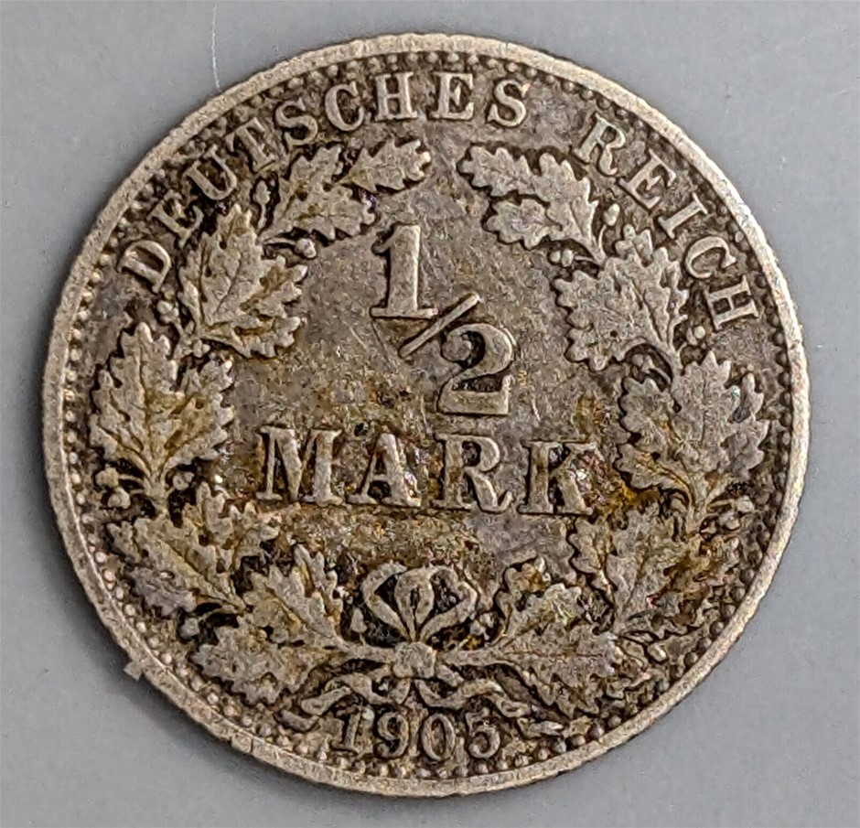 1905 GERMANY German Half Mark Silver Coin Auction (0054-2564428 ...
