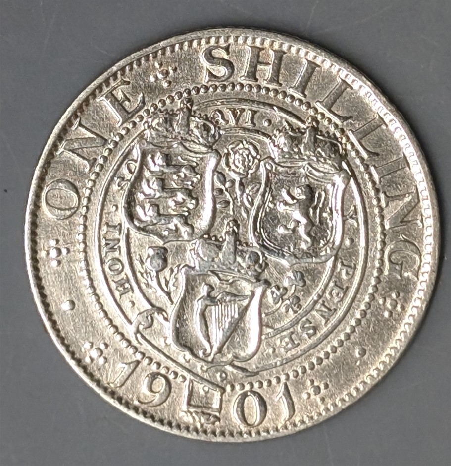 1901 Great Britain UK Queen Victoria Silver SHILLING Coin Auction (0058 ...