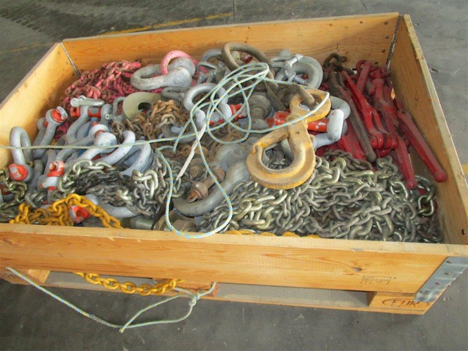 Qty Lot Load Chains/ Tensioners/ "D" Shackles/ Load Hooks Auction (0019 ...