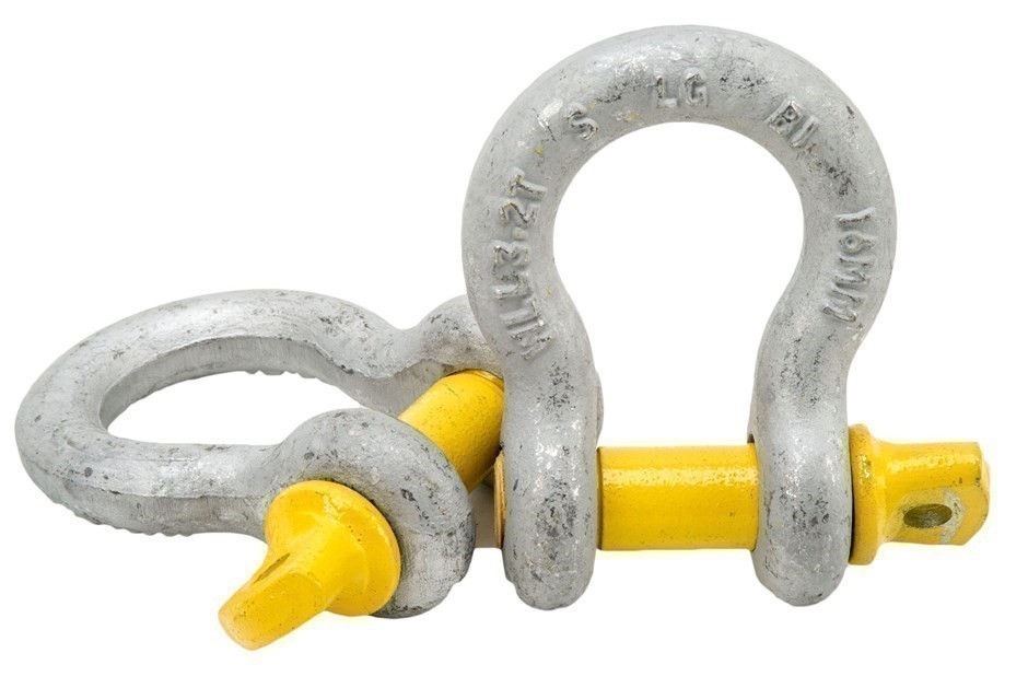 4 x Bow Shackles, WLL 3.2T, Screw Pin Type, Grade S. Yellow Pin ...