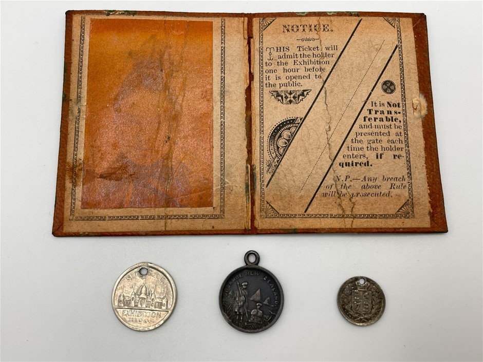 4 x 1889-90 Exhibition items incl. foldout pass & medals, all very rare ...