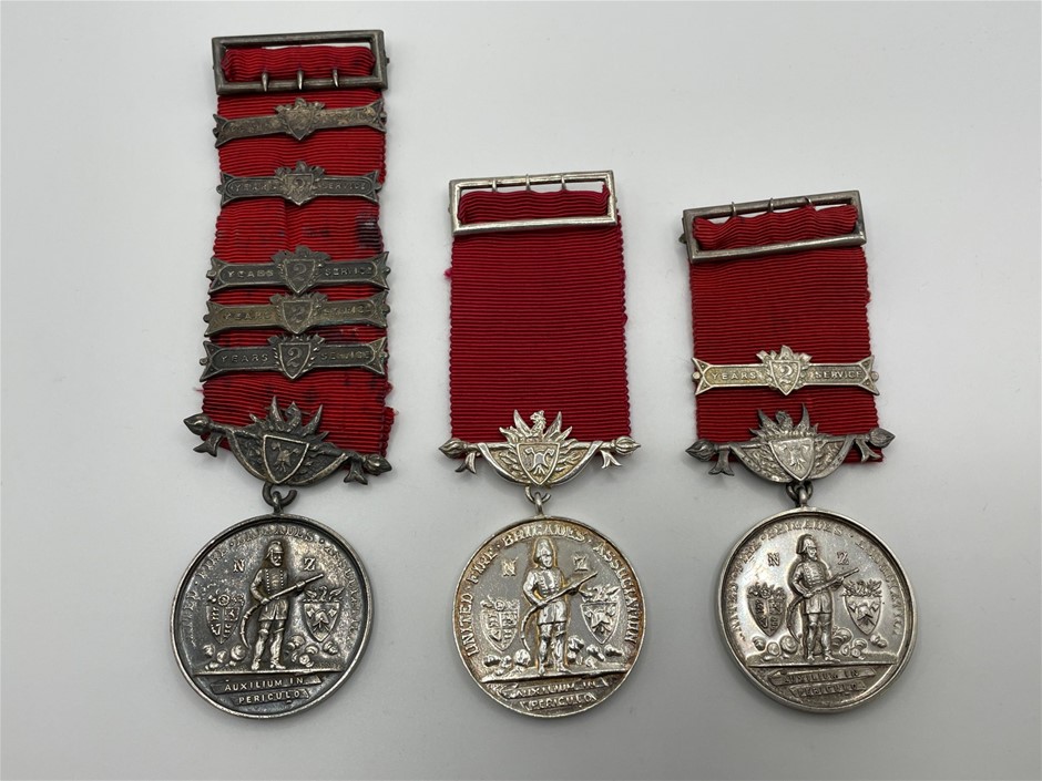 3 x U.F.B.A of NZ 5 Year Long Service Medals in Silver Auction (5773 ...