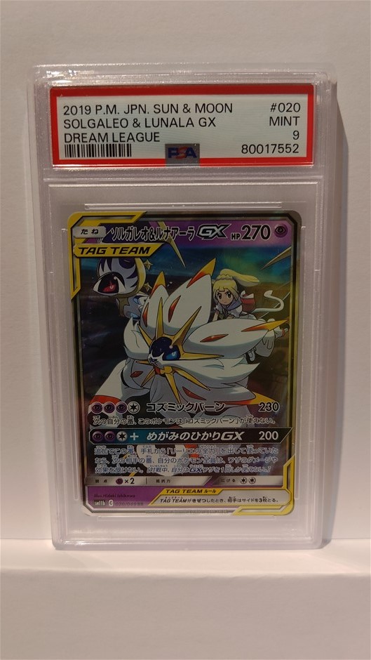 Graded SOLGALEO & LUNALA GX #020/049 RR with a score of 9 MINT. Auction ...