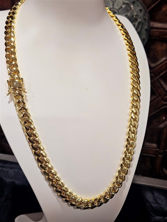 18K Yellow Gold Filled Cuban Chain Stamped (18K)-51Cm Auction (0003 ...