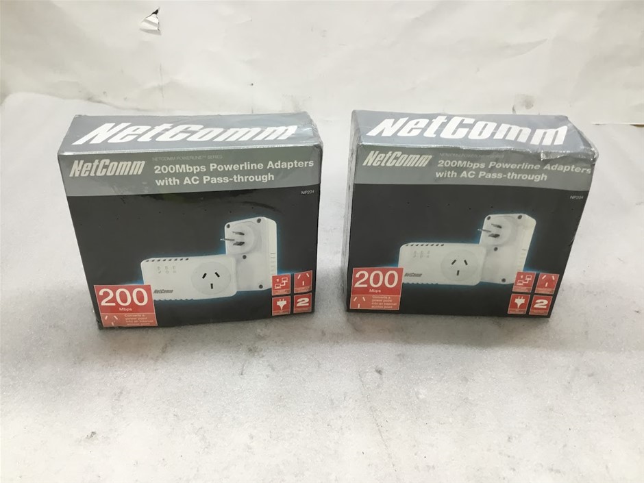 NetComm 200Mbps Powerline Adapters New *2 Auction (0021-2565351 ...