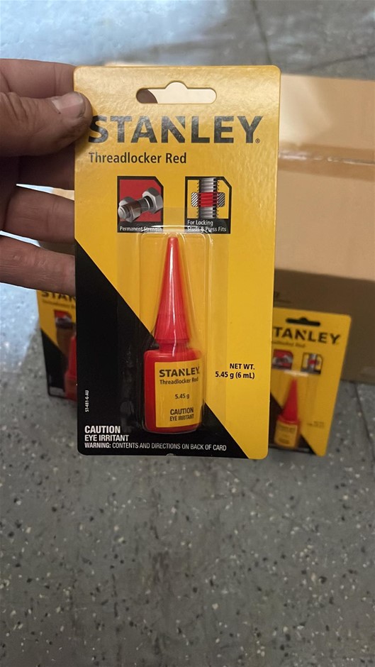 Box of 72x Stanley red threadlocker Auction (0008-2565691) | Grays ...