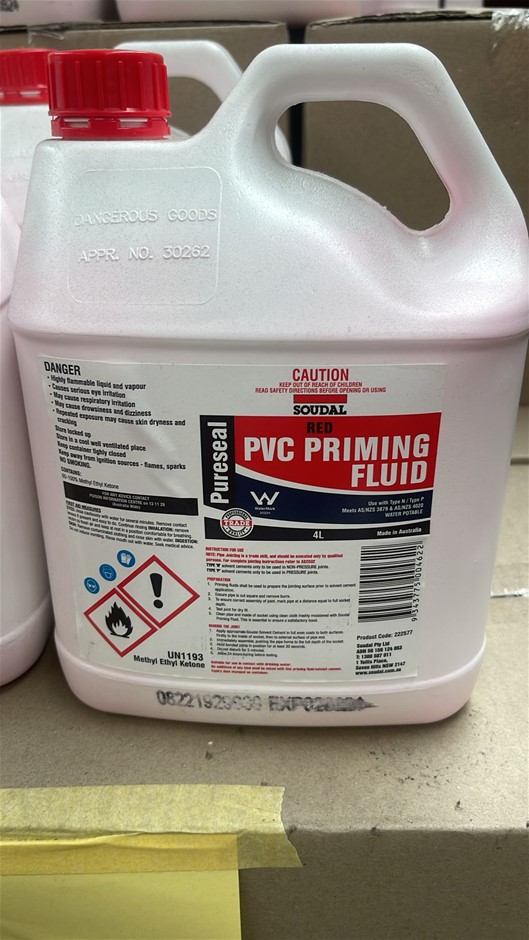 SOUDAL PVC PRIMING FLUID 4 Litres - RED Auction (0021-2565691) | Grays Australia