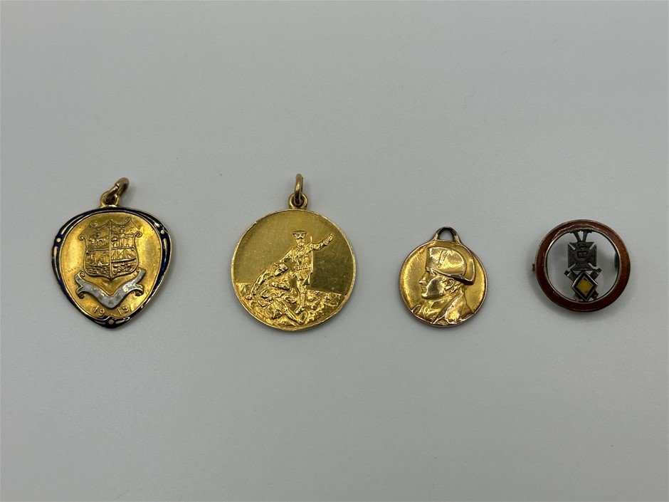 4 x Gold awards to Towner inc: 3 x 15Ct medalets. 18.6gm (Total Weight ...