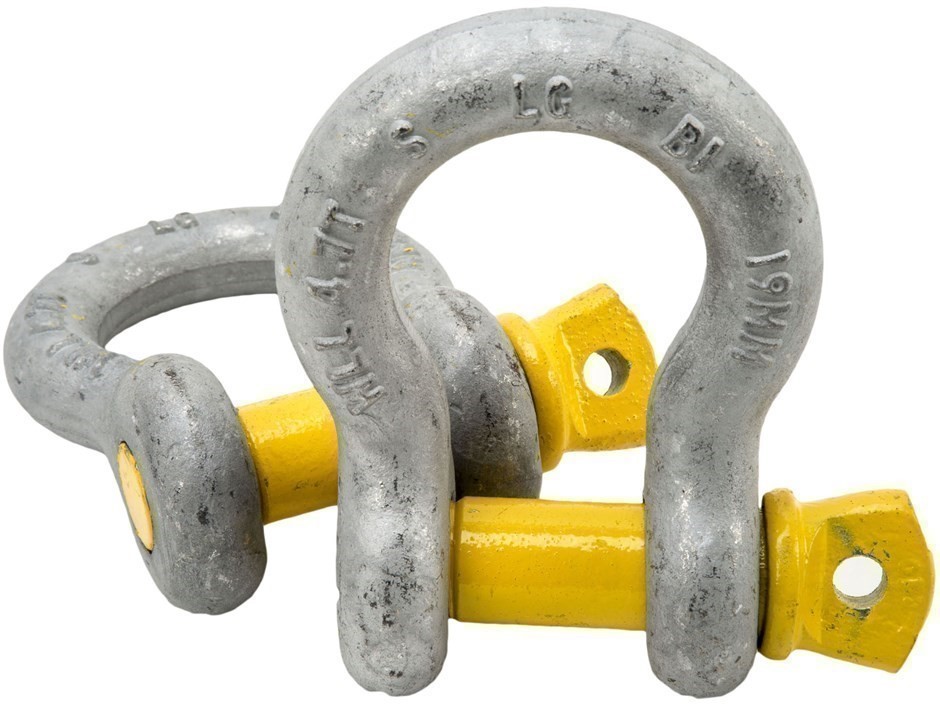 4 x Bow Shackles, WLL 4.7T, Screw Pin Type, Grade S. Yellow Pin ...