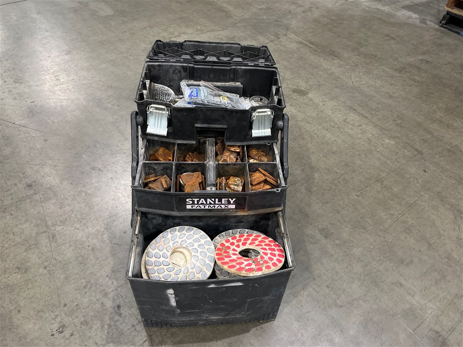 Stanley Toolbox of Assorted Concrete Grinding Accessories Auction (0010 ...