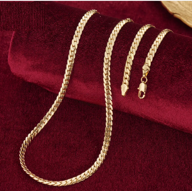 18K Yellow Gold-Filled 5mm 18-inch Cuban (Stamped 750 &Italy) Necklace ...