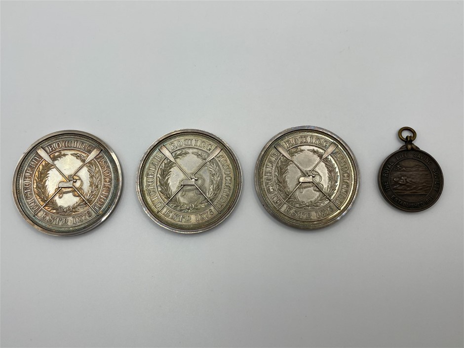 4 x asstd. sports medals to C.W.Croft inc: 3 x silver.Approx. 184gm ...
