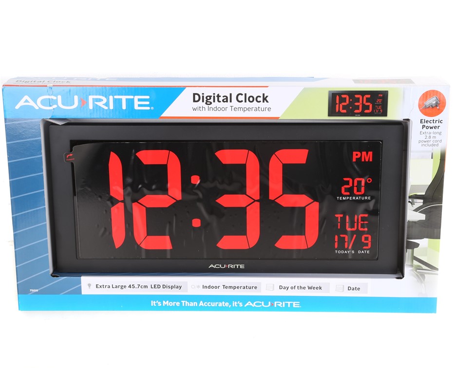 ACURITE Digital Clock with Indoor Temperature, 45.7cm LED Display. NB ...