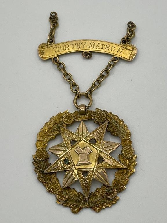 1927-28 Masonic Worthy Matron 9Ct Gold Medal to Sis Speed Services ...