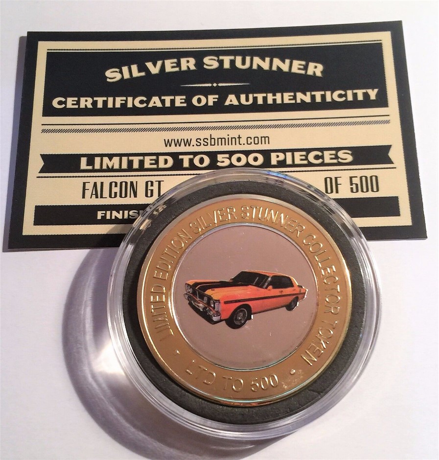 NEW GT 351 Ford Falcon Colour Silver Stunner Coin with C.O.A. LTD 500 ...