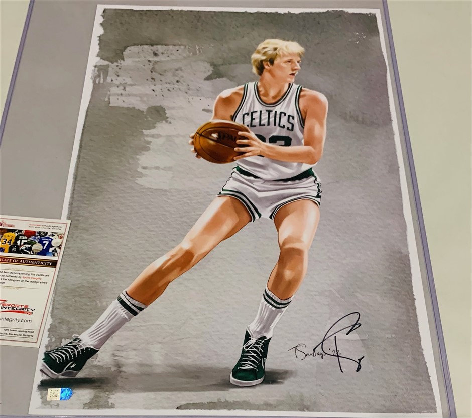 Signed Larry Bird 13x19 inch Lithograph Art by Tony Sanitago Auction ...