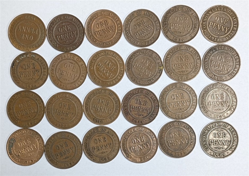 Coin Collection Of Commonwealth Of Australia King George V Penny Coins ...