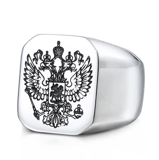 Royal Russian Double-Headed Eagle Signet Ring Platinum Plated Auction ...