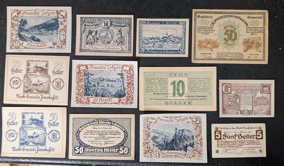 Early 1920S AUSTRIA Notgeld Emergency Money Banknote Collection Auction ...